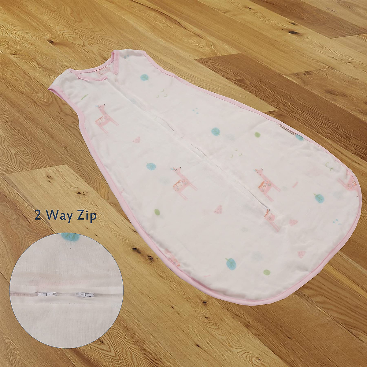 NATUZ Baby Sleep Sack Cotton Muslin Lightweight Summer Toddler Essential Sleeping Bag Soft Baby Wearable Blanket Toddler 3T Sleep Swaddle Sacks Kids Nursery Sleeping Bag 18-24 months 0.5 Tog Girl