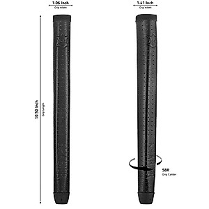 SHABIER Light Weight Breathable Leather Golf Putter Grip Pure Handmade Soft Leather Golf Grips (Black)