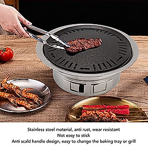 Asixxsix BBQ Charcoal Grill, Stainless Steel Non Stick Korean Grill Portable Round Carbon Barbecue Grill Camping Grill Stove for Outdoor Indoor Picnic Patio Backyard Hiking Fishing