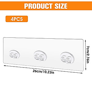 Dimeho 4 Pcs Shower Caddy Adhesive Replacement, Corner Shower Caddy Adhesive Sticker Replacement Hook No Drilling Transparent Strong Adhesive Shower Hooks Soap Holder Bathroom Storage Shelves