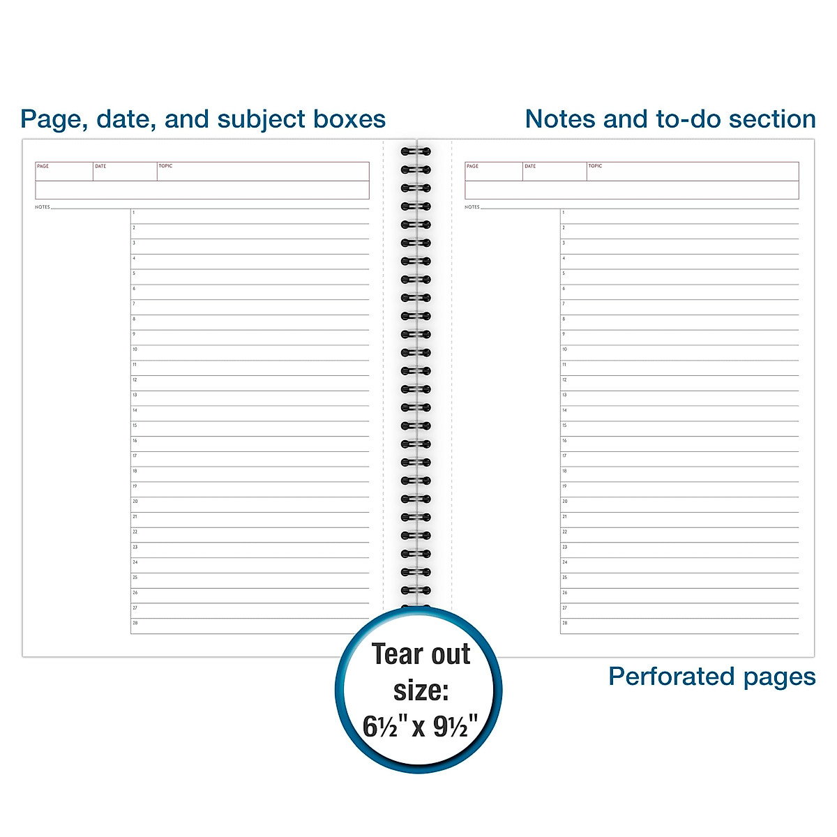 Cambridge Notebook, Business Notebook, 7-1/4" x 9-1/2", 80 Sheets, Ruled, Action Planner, Flexible Cover, Wirebound, Gray (06122)