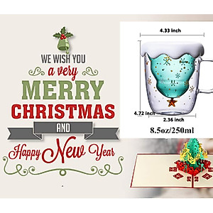 MUCHENGGIFT Cute Mug Christmas Tree Coffee Mugs, Tea Milk Cup Double Wall Insulated Glasses Espresso Cup, Best Christmas Gifts for Women,Men,Kid, Office