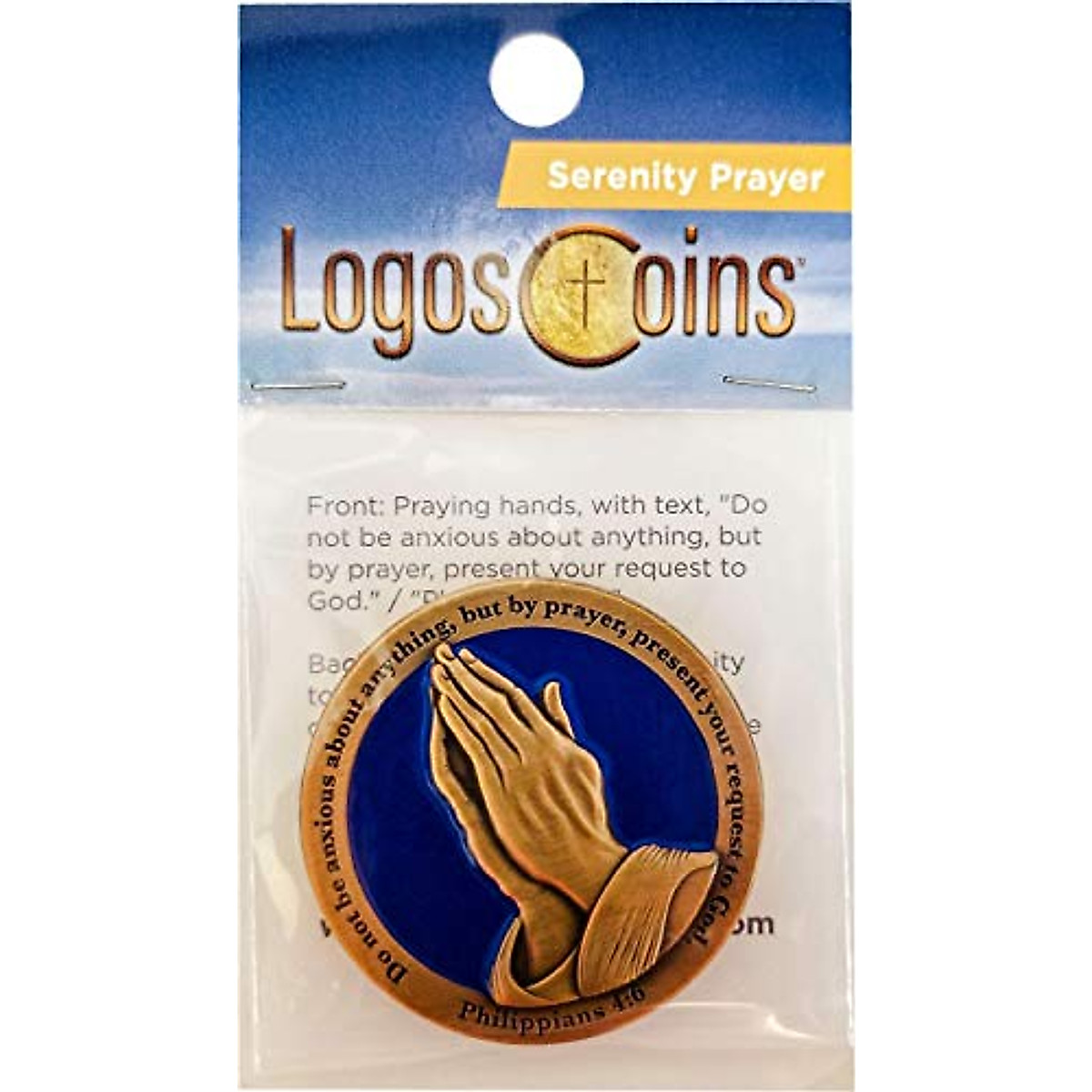 Serenity Prayer and Do Not Be Anxious About Anything, Antique Gold-Color Plated Challenge Coin, Philippians 4:6 Gift