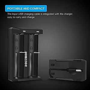 Dottmon 18650 Battery Charger 2 Slot 18650 16340 16650 17650 17670 18350 18490 18500 20700 21700 26650 3.6V/3.7V Li-ion Rechargeable Battery USB Charger