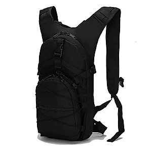 DCOFXGM 15L Waterproof Hiking Backpack Small Tactical Day Pack with Elastic Rope Outdoor Cycling Compact Shoulder Bag (Black)