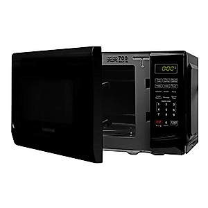 Farberware Compact Countertop Microwave Oven, 0.7 Cu. Ft. 700-Watt with LED Lighting, Child Lock, Easy Clean Grey Interior, Retro Black