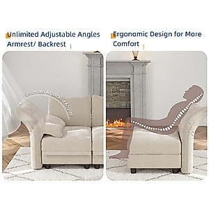 LLappuil 173" L Shaped Sectional Sofa Corner Modular Couches with 2 Diamond Ottoman, 8 Seats Chenille Sectional Couch with Adjustable Armrest Backrest, Khaki