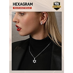 FaithHeart Sterling Silver Star of David Pendant Necklace Women Silver Religious Jewish Jewelry Charms Hexagram Pendant Necklace