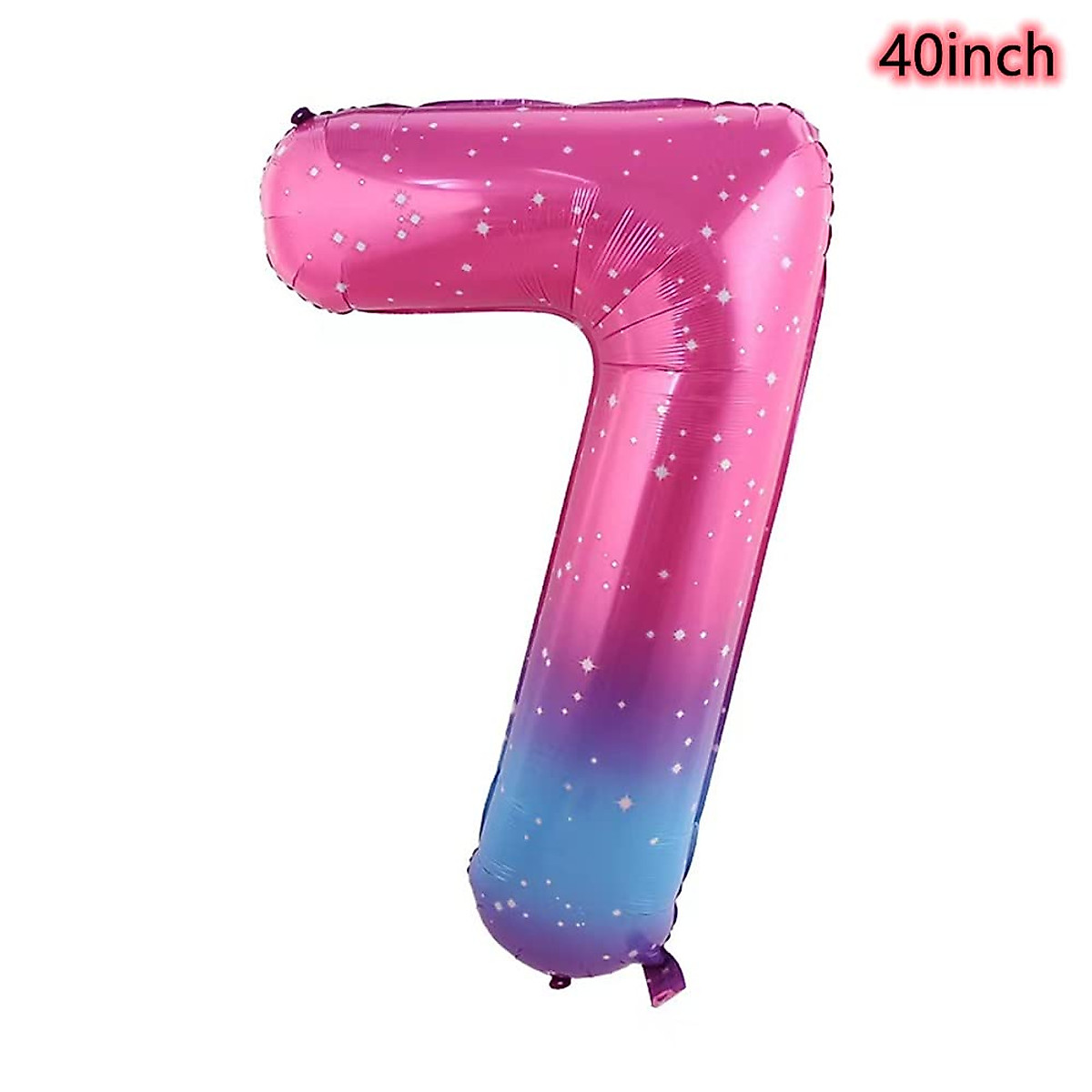40 inch Rainbow Gradient Starry Crown Pink Blue Number 7 Balloons,Giant Large 7 Balloon, 7th Birthday Decoration Balloons ，Children's Birthday Party Baby Shower Decoration Supplies (Pink Blue 7)
