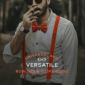 Man of Men - Men's Orange Bowtie & Suspender Set