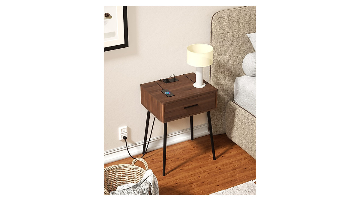 HAIOOU Mid Century Nightstand Set with Charging Station