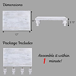 Farmhouse Wooden Riser Decorative Tray - Rustic Pedestal Stand/Tray Wood Riser for Coffee Bar Table Decor, Wooden Display Riser for Farmhouse Accent Centerpiece in Kitchen/Bathroom/Dining/Living Room