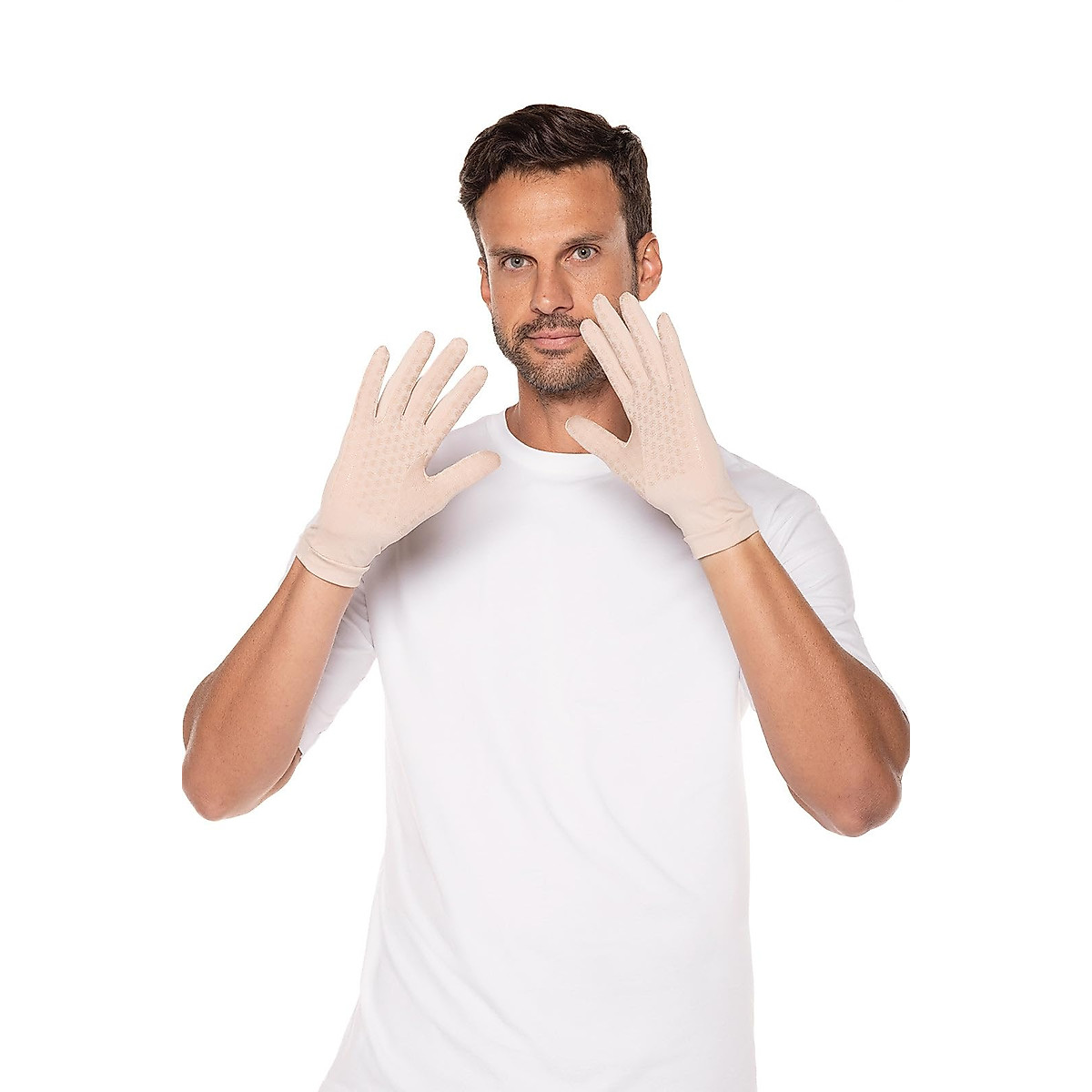 Coolibar UPF 50+ Unisex Sawyer UV Sun Gloves - Sun Protective (Medium- Beige)