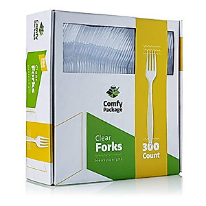 [300 Pack] Heavyweight Disposable Clear Plastic Forks