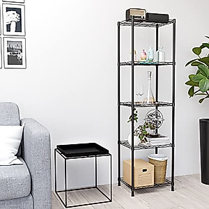 ZHAZHADI 5 Tier Adjustable Storage Shelf Metal Storage Rack Wire Shelving Unit Storage Shelves Metal 660Lbs Capacity 17" L x 13" W x 63" H for Pantry Closet Kitchen Laundry Black