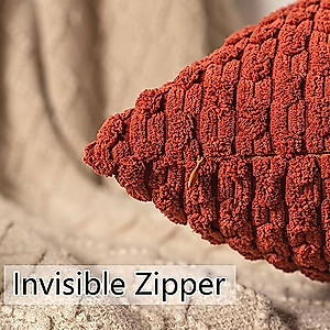 UGASA Soft Corduroy Pillow Covers Pack of 4 Boho Stripe Decorative Pillow Covers Pillowcases 18x18 Inch Home Decor Modern Farmhouse for Sofa Living Room Couch Bed, Burnt Brick