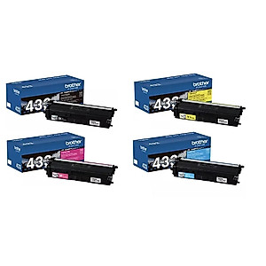 Brother TN433BK, TN433C, TN433M, TN433Y High Yield Black, Cyan, Magenta and Yellow Toner Cartridge Set