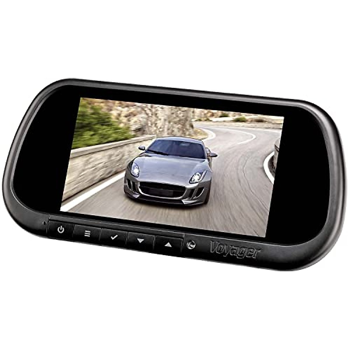 Voyager VOM74MM Rearview Mirror Monitor, 7inch TFT LCD Display w/ Highly-reflective Glass Surface Serving as When Back-Up Camera is not Active, 3 Inputs, Built-In Speaker (Renewed) Black