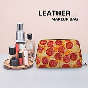 Womens Cosmetic Bag Compatible With Pizza Pepperoni Pattern, Makeup Bag Pouch, Luxury Portable Coin Purse Travel Bags Case, Lightweight Pencil Pen Organizer, Water Resistant Bag with Zipper