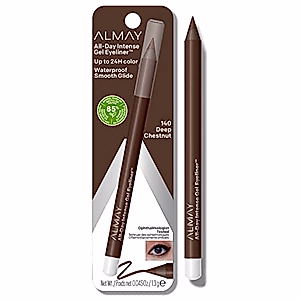 Almay Gel Eyeliner, Waterproof, Fade-Proof Eye Makeup, Easy-to-Sharpen Liner Pencil, 140 Deep Chestnut, 0.045 Oz