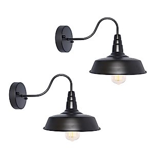 BRIGHTESS Bathroom Light Fixtures,Black Vanity Light, Decor Gooseneck Barn Light,E26 Farmhouse Wall Lamps Sconces Kitchen Bedroom Hardwired (2 Packs)