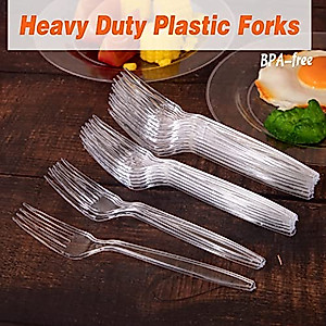 Liacere 360 Pieces Clear Plastic Forks - Heavyweight Disposable Forks - 6.7inch Heavy Duty Clear Cutlery - Plastic Utensils - Perfect for Parties and Restaurants