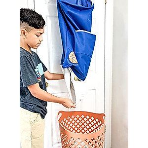 Over the Door Laundry Hamper- Basketball Laundry Hamper for Kids Room - Fun Kids Laundry Hamper with Sock Compartment For Basketball Hamper For Boys Room - Kids Hamper