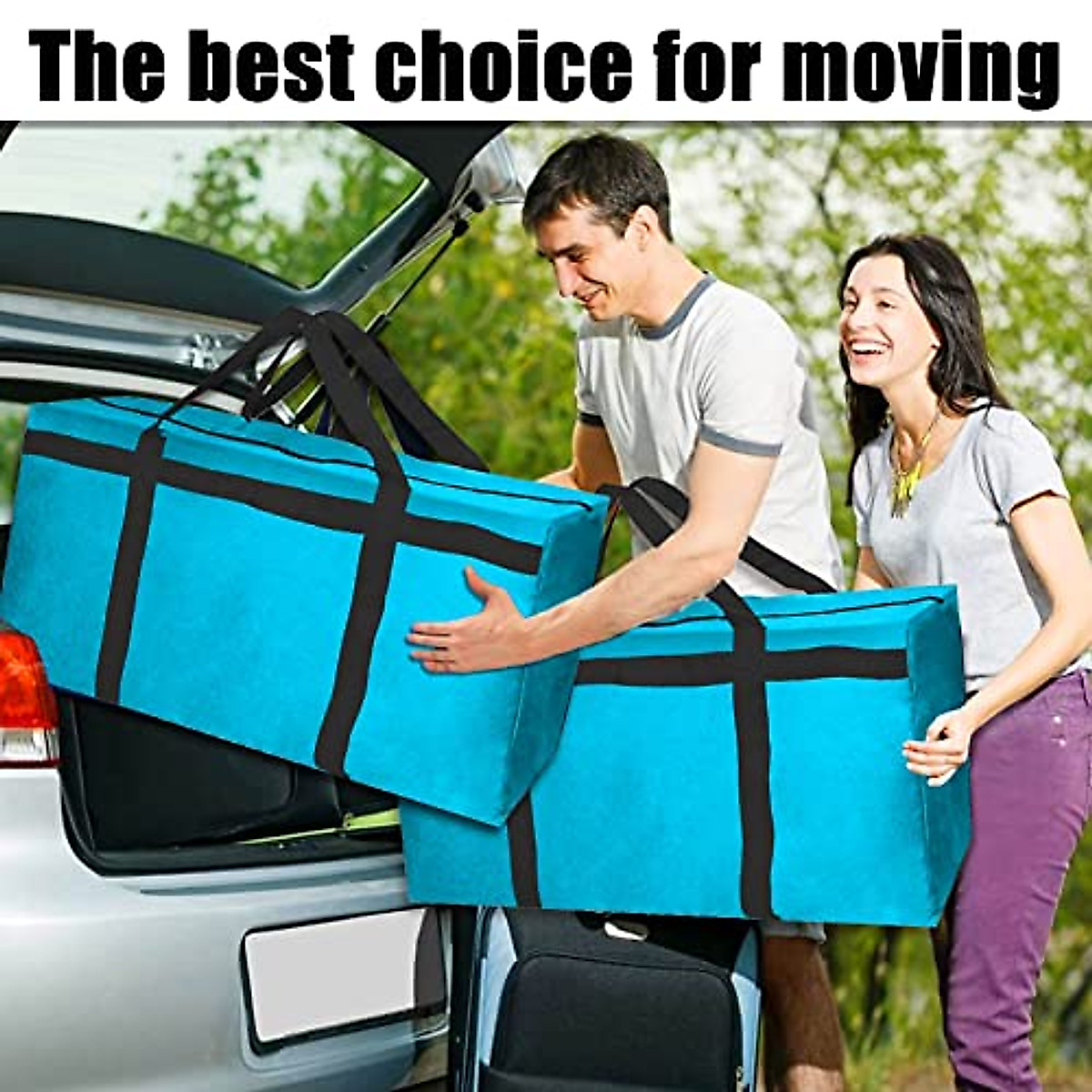 SKRYUIE Heavy-duty Oversized Storage Bag Tote Bag Reusable Mobile Bag, Light Green Moving Bag, Clothes Storage Belt, Strong Zipper and Handle, Can Be Used for Storage, University Dormitories