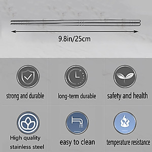 SARYHHGKIT Metal Chopsticks 5 Pairs Set, High Quality 9.8in Stainless Steel Chopsticks , Reusable Chopsticks, Dishwasher Safe, Korean Chopsticks for Dinner, Sushi Night, Silver