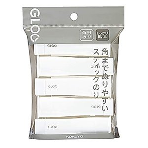 Kokuyo Gloo Square Glue Stick, Firm Stick, Small Size, Pack of 5, Japan Import (TA-G301-5P)