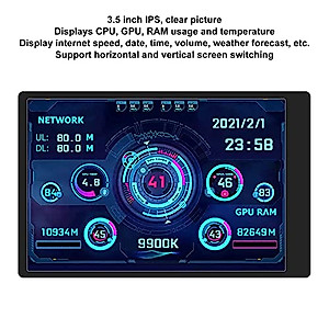 Mini Monitor Mini Display Mini Screen 3.5 Inch IPS USB Mini Screen CPU RAM HDD Data Temperature Gauge Type C Sub Screen for PC Computer Case
