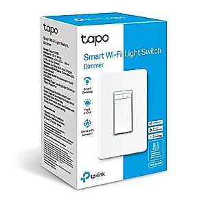TP-Link Tapo Smart Dimmer Switch, Single Pole, Neutral Wire Required, 2.4GHz Wi-Fi Light Switch Compatible with Alexa and Google Home, UL Certified, No Hub Required, White (Tapo S500D)
