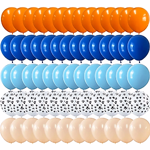 12 Inch 60 Pcs Blue and Orange Latex Balloons Kit Dark Light Blue Orange Wedding Party Decorations Basketball Birthday Bridal Baby Shower Decor Supplies Kids Boys Girls