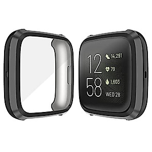 Compatible with Fitbit Versa 2 Case, NAHAI 6 Packs Ultra Rugged Cover Plated Case Scratch-Resist All Around Screen Protector for Fitbit Versa 2, Purple/Red/Rose Gold/Rose Pink/Green/Blue