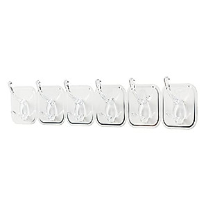 GRASARY 6Pcs Wall Hooks Punch Free Self-Adhesive Coat Hooks Small Wall Hanger Hooks for Bag,Towel,Coat Grey