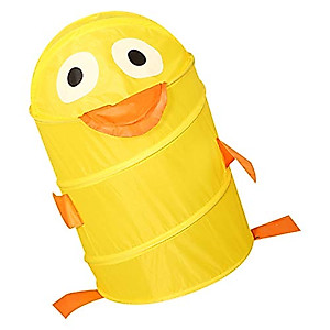 Cabilock Folding Laundry Bucket Cartoon Duck Kids Toy Container Laundry Hamper Bucket Sundries Storage Organizer Washing Basket for Home Bedrooms (Yellow)