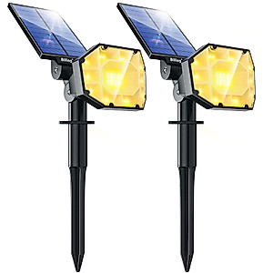 Biling 30 LEDs Solar Spot Lights Outdoor, Adjustable Solar Lights for Outside, IP67 Waterproof Solar Outdoor Lights for Garden Yard House Tree 4 Pack Warm White