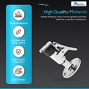 MARINE CITY 316 Grade Stainless Steel Door Stopper Catch Set Gloss Finish Strong Modern Stopper Soft Stop and Catch Anti-Collision Holder for Marine Doors – Boats – Yachts – Ships (1 Pcs)