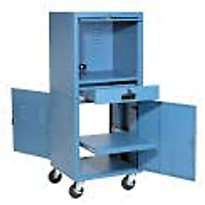 Global Industrial Mobile Security Computer Cabinet, Blue, 24-1/2"W x 22-1/2"D x 60-3/8"H