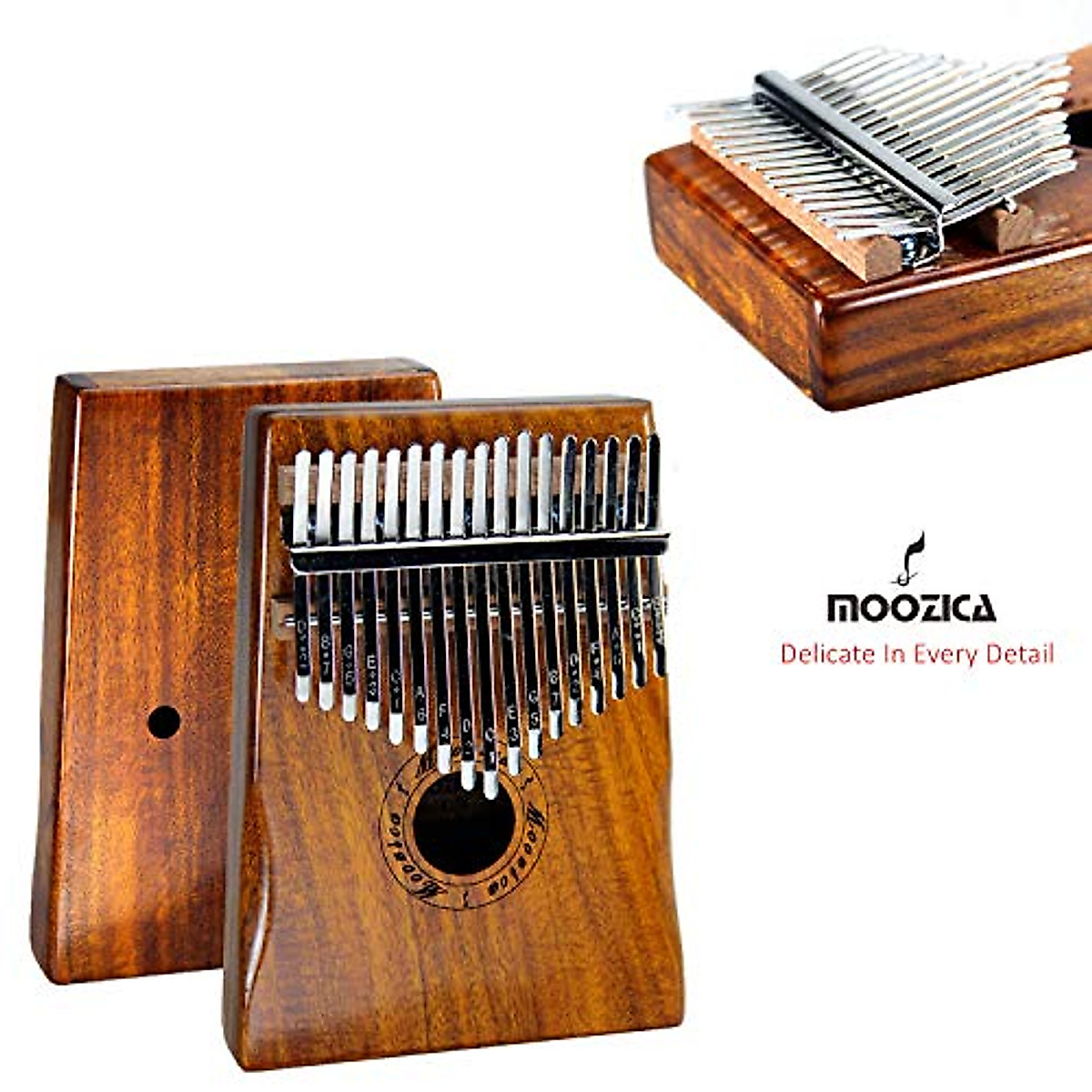 Moozica 17 Keys Kalimba Marimba, Solid Koa Wood Professional Thumb Piano Musical Instrument (Koa-K17K)