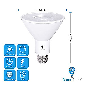 2 Pack PAR30 Outdoor LED Flood Light Bulb 12W 100 Watt Equivalent 900 Lumens Dimmable Waterproof E26 3000K Warm White LED Flood Light Bulbs for Security Spotlight Recessed Bulb