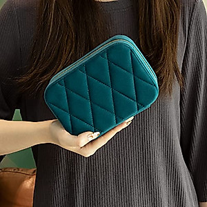 KAMIER Small Jewelry Boxes for Women | Velvet Jewelry Organizer Box for Earrings, Ring, Necklaces | Cute Jewelry Box for Women Men Girls(Peacock Blue)