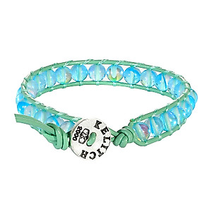 KELITCH Single Wrap Bracelets Flash Crystal Beaded Bracelets Strands Bracelets Women Bangles Cuff Jewelry (Green 11C)