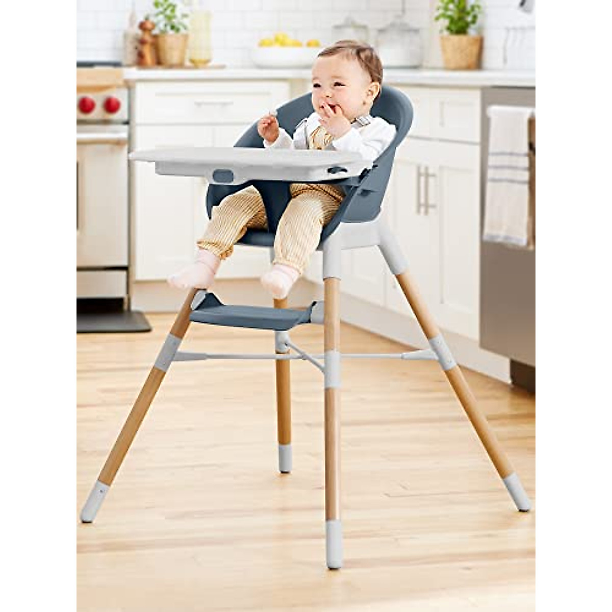 Skip Hop Baby High Chair 4 in 1 Convertible High Chair, EON, Slate Blue