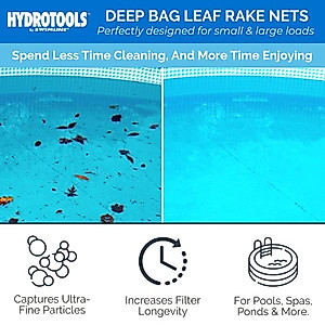 HYDROTOOLS By SWIMLINE 8040 Leaf Net For Inground Above Ground Pool Pond | Extra Large Skimmer Net Cleaning Tool & Ultra Fine Deep Mesh Bag | Durable Reinforced Plastic Frame | For Debris Bugs Pickup