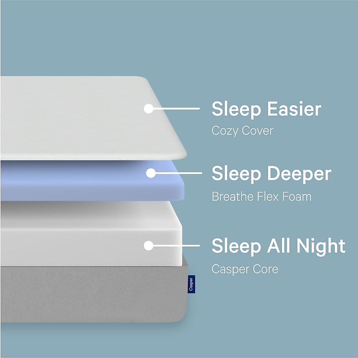 Casper Sleep Element Mattress, Full Size - Memory Foam AirScapeTM Cooling + Support - 100-Night Trial - Medium Firm CertiPUR-US Mattress, Grey