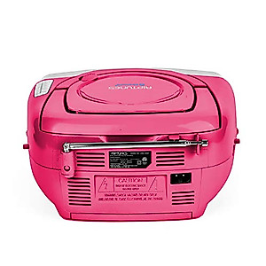 Riptunes CD Player Portable Boombox - Portable Radio AM/FM, Bluetooth Boombox, with Aux-in, Programmable Player, Pink CDB232BT