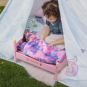 K.T. Fancy 8 PCS 18 Inch Girl Doll Clothes and Accessories Sleeping Sheet,Pajamas,Eye Mask,Unicorn Slippers,Pillow(Doll and Bed are Not Included)