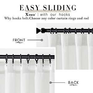XTMYI White Linen Sheer Curtains 108 Inches Long Back Hidden Tab Tape Hooks Privacy Not See Through Simple Modern Curtains for Living Room 2 Panels Set