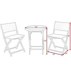 Giantex Bistro Table Set, 3 Piece Patio Bistro Set, Outdoor Folding Table and Chairs, Foldable Patio Dining Set, Porch Furniture Set Garden Backyard Metal Frame No Assembly, Red
